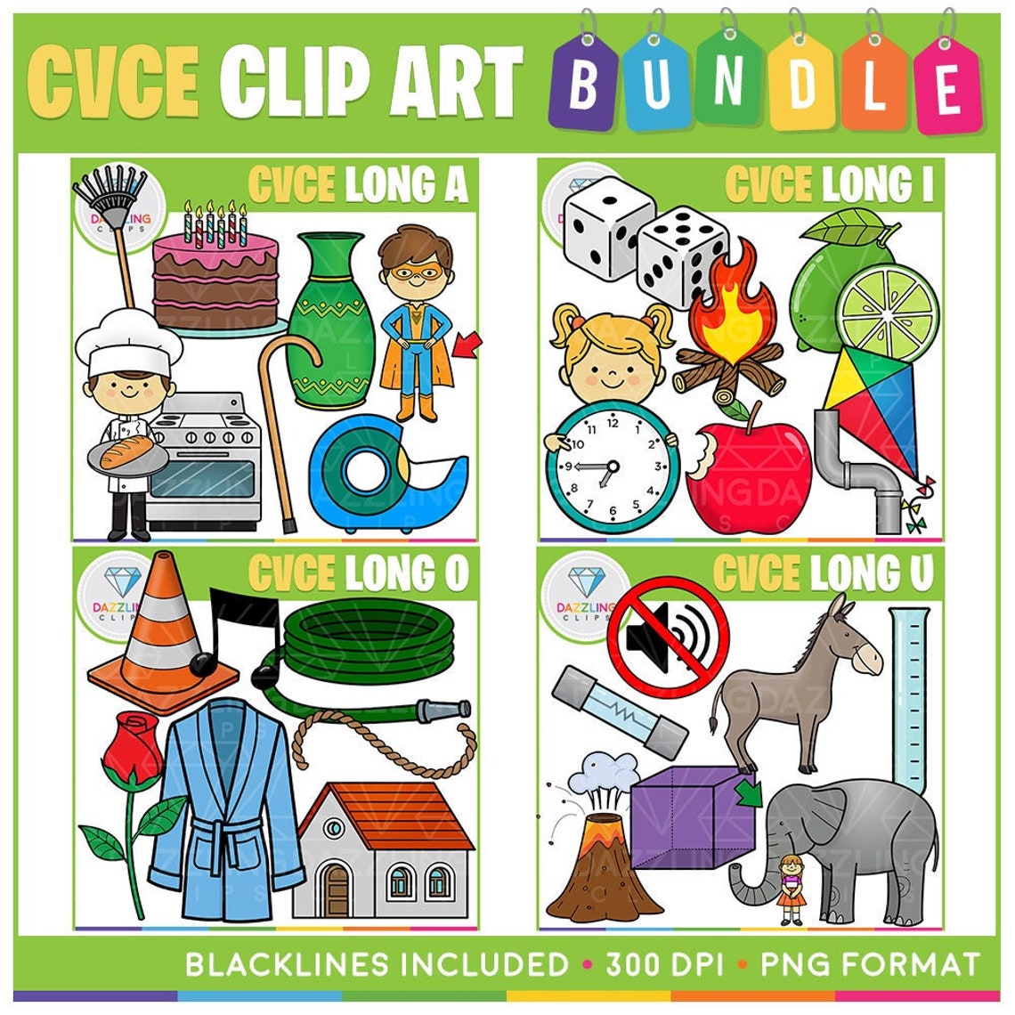 CVCe Clip Art BUNDLE! - 56 Bilder! - Clipart - Sofort Download - Lern ...