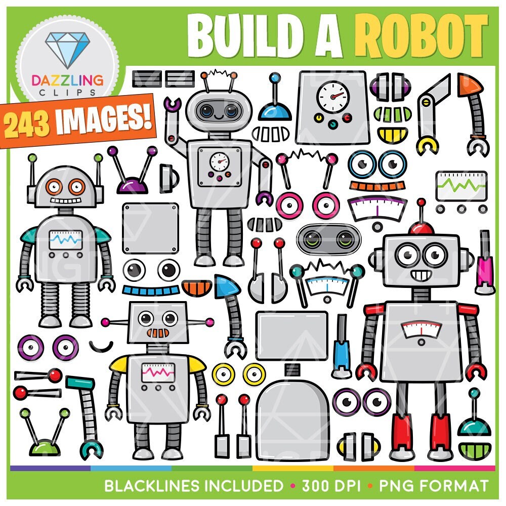 Build a Robot Clipart - Children's Activities - Clipart - Instant ...
