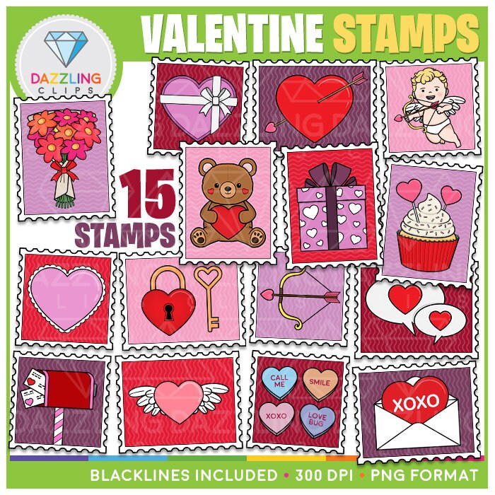 Valentine's Day Clip Art Bundle Instant Download Candy Hearts Borders ...