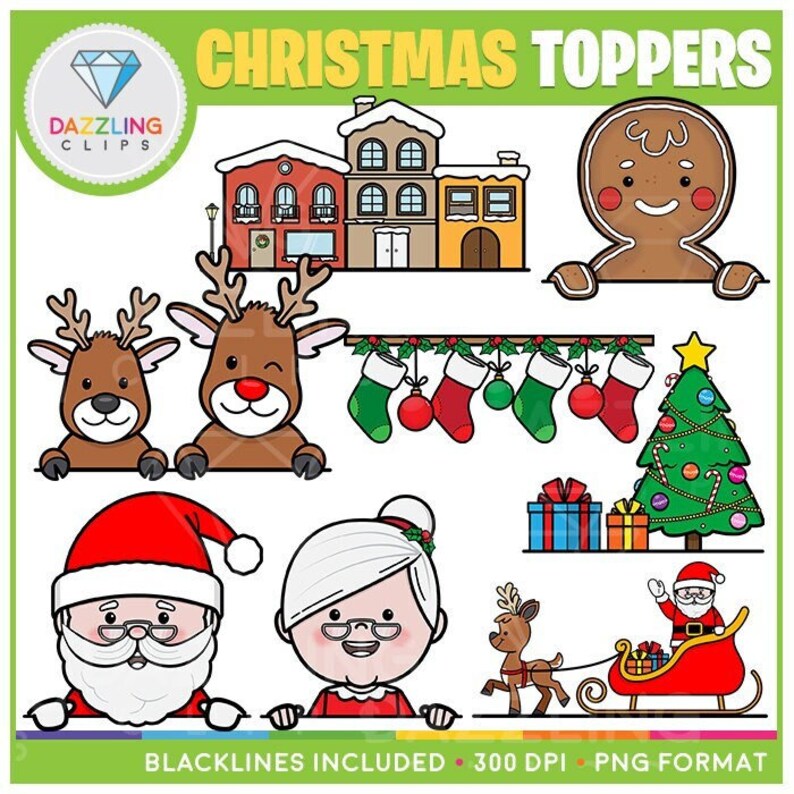 Christmas Toppers Clip Art - Kids Clipart - Instant Download - Winter ...