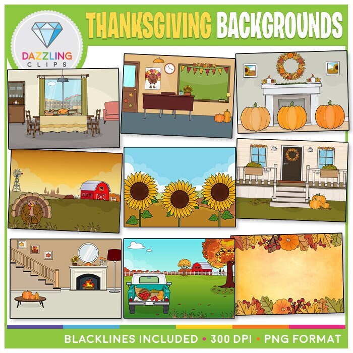 Thanksgiving Backgrounds Clip Art- for BOOM CARDS, Powerpoint and ...