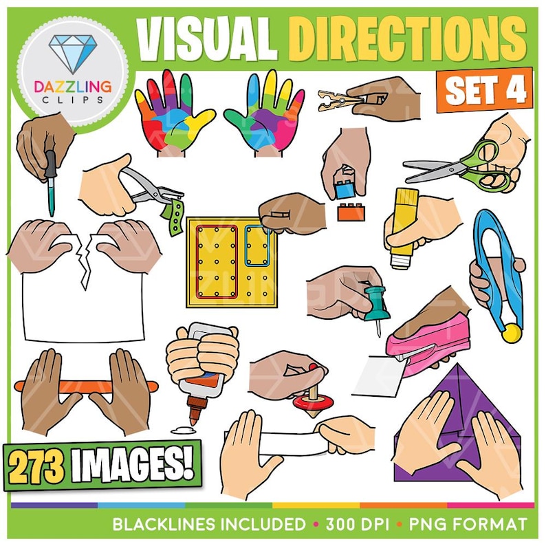 Visual Directions Clip Art (set 4) - Fine Motor Activities - Instant ...