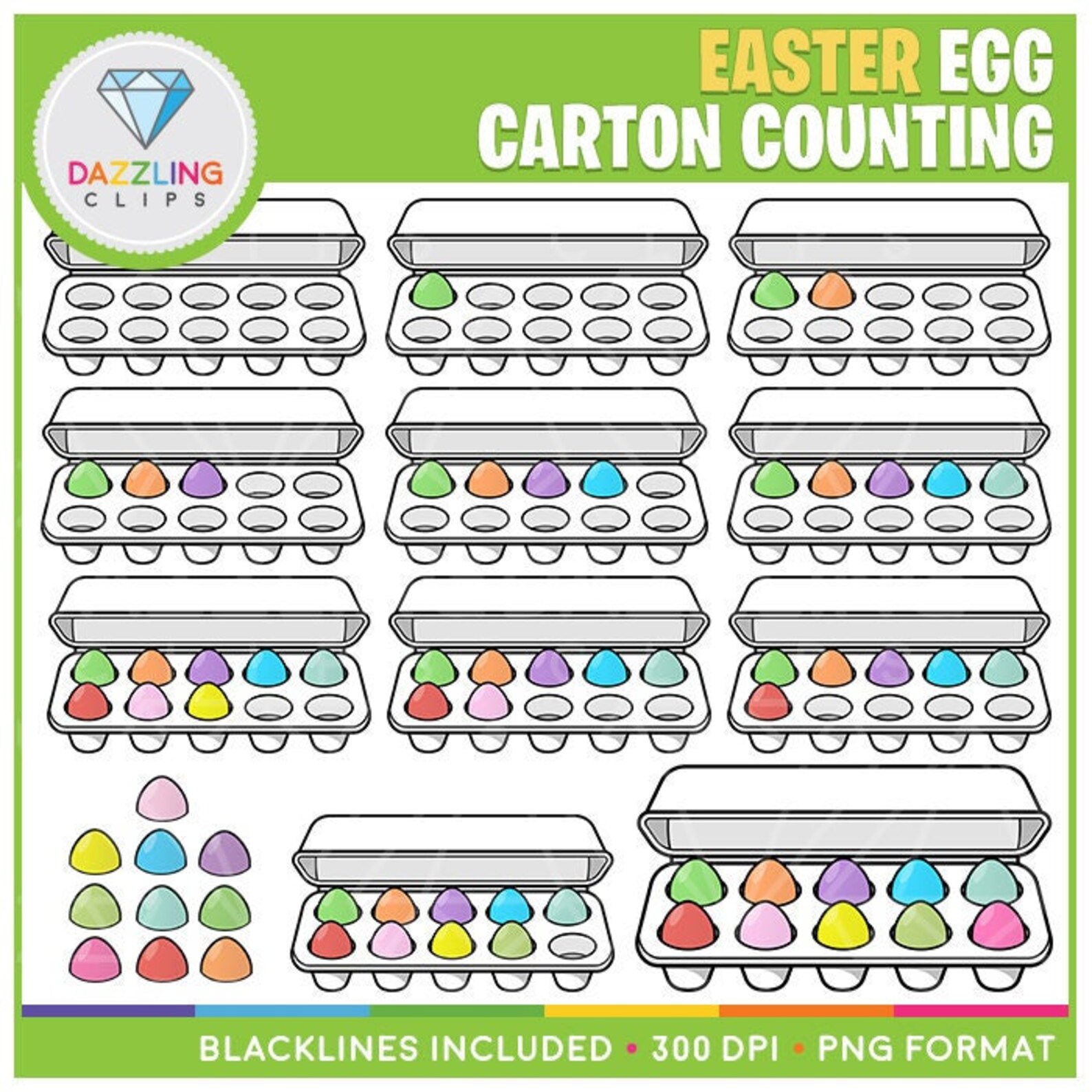 Easter Eggs in a Carton Counting Clip Art - Instant Download ...