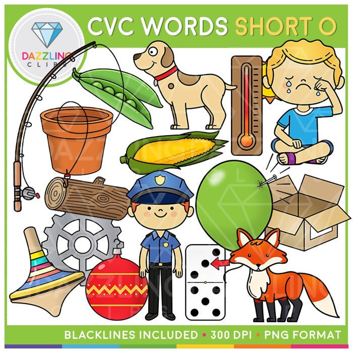 CVC Short O Clip Art - CVC Short Vowels Clip Art - Clipart - Instant ...
