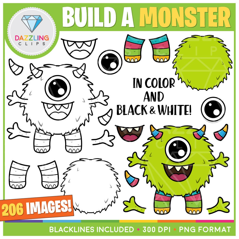Build a Monster Clipart - 206 Illustrations! - Children's Activities ...