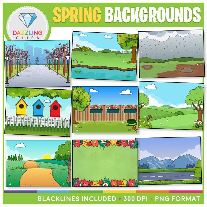 Spring Backgrounds Clip Art - for BOOM CARDS, Powerpoint and Slides ...