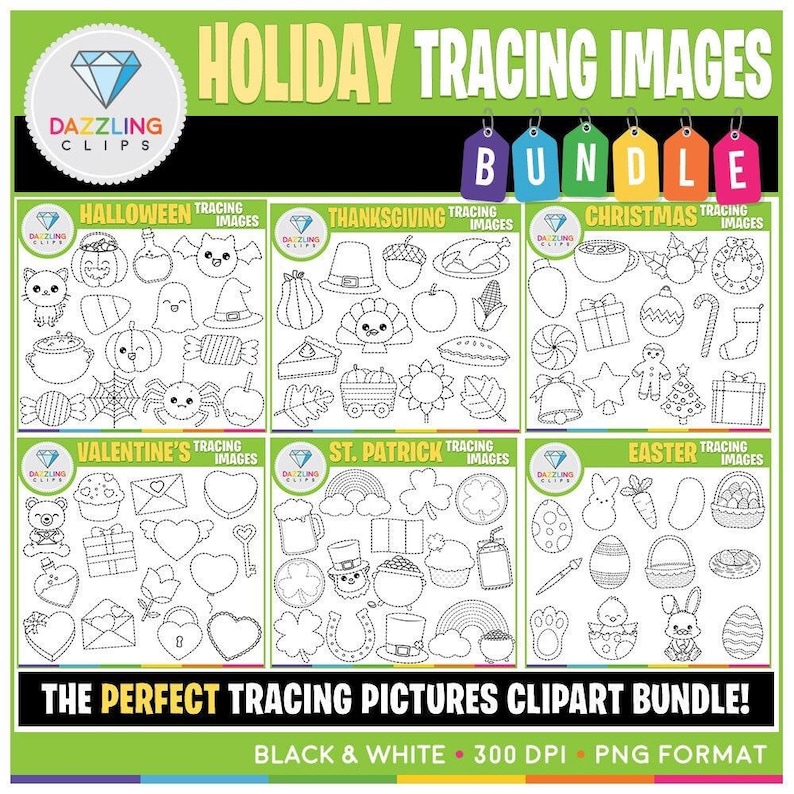 Holiday Tracing Images Clipart BUNDLE! - Holiday Clipart - Instant ...