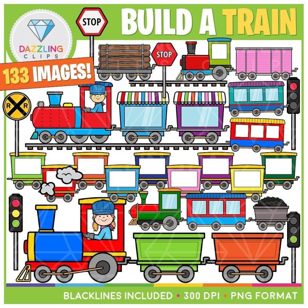 Build a Train Clipart Set: 133 Illustrations (digital Download) - Etsy