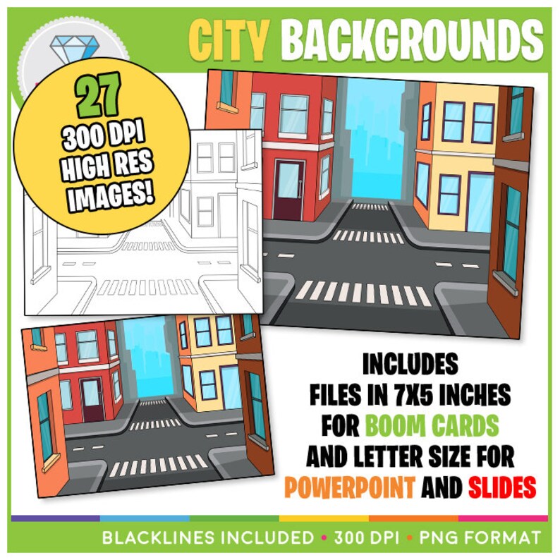 City Backgrounds Clip Art - for BOOM CARDS, Powerpoint and Slides ...