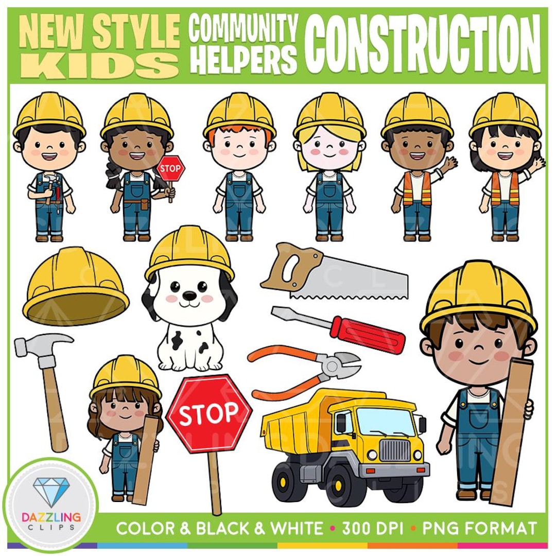 Chibi Style Community Helpers Construction Clipart - 106 Illustrations ...