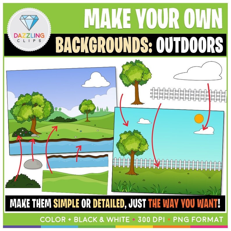 Make Your Own Backgrounds Clip Art: Outdoors - for BOOM CARDS ...