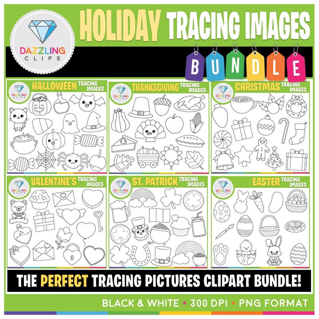 Holiday Tracing Images Clipart Growing BUNDLE! - Holiday Clipart ...