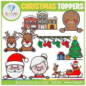 Christmas Toppers Clip Art - Kids Clipart - Instant Download - Winter ...