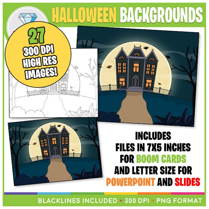 Halloween Backgrounds Clip Art for BOOM CARDS, Powerpoint and Slides ...