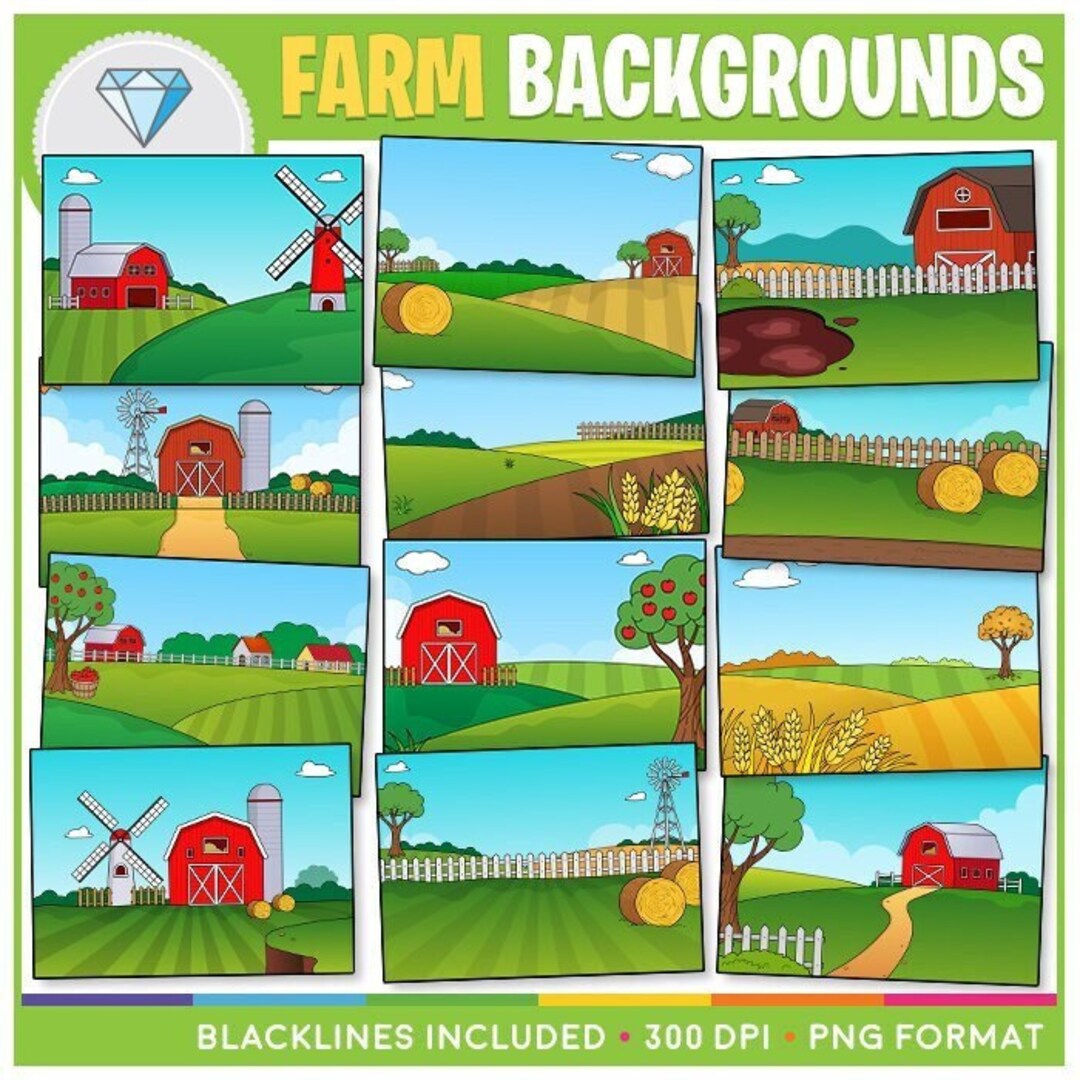 Farm Backgrounds Clip Art - for BOOM CARDS, Powerpoint and Slides ...