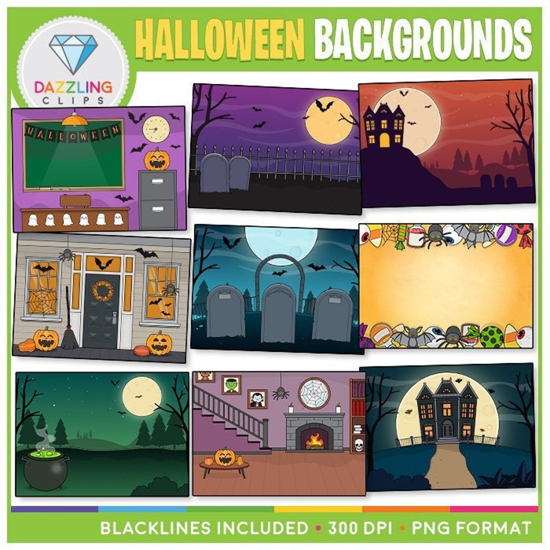 Halloween Backgrounds Clip Art - for BOOM CARDS, Powerpoint and Slides ...