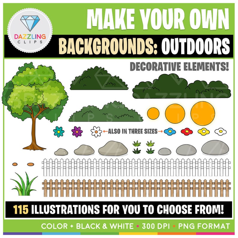 Make Your Own Backgrounds Clip Art: Outdoors - for BOOM CARDS ...
