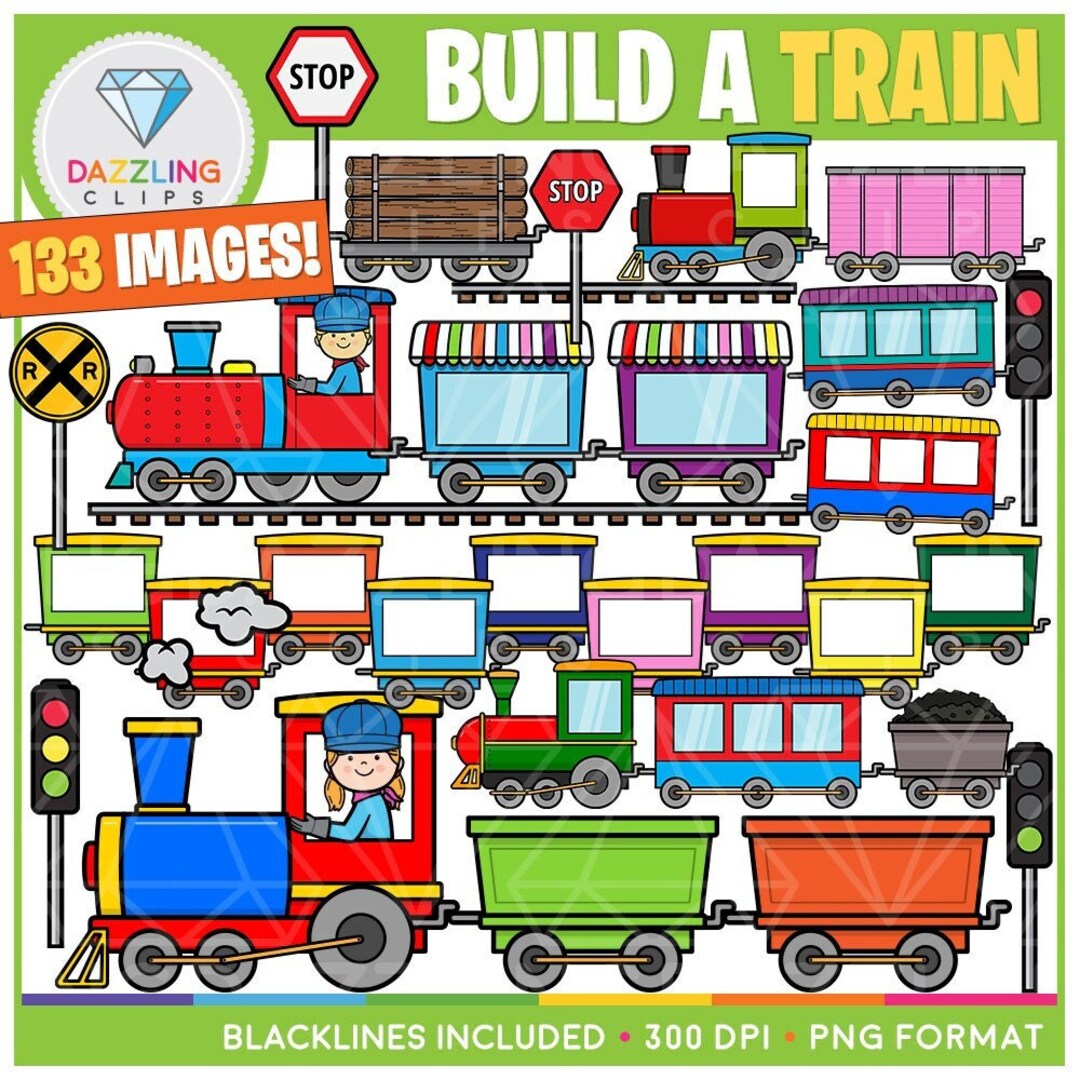 Build a Train Clipart - Children's Activities - Clipart - Instant ...