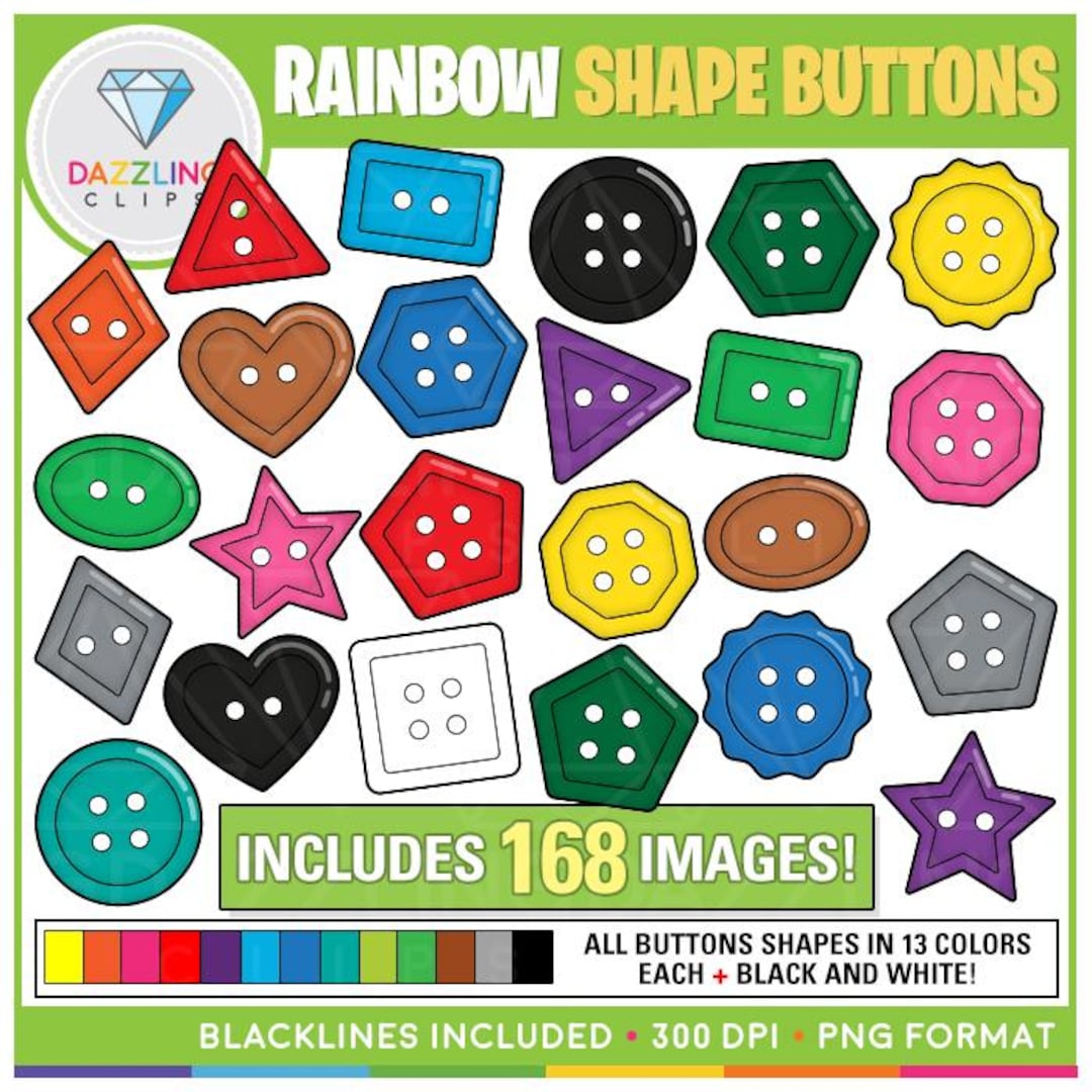 Rainbow Shape Buttons Clipart - Instant Download - Etsy