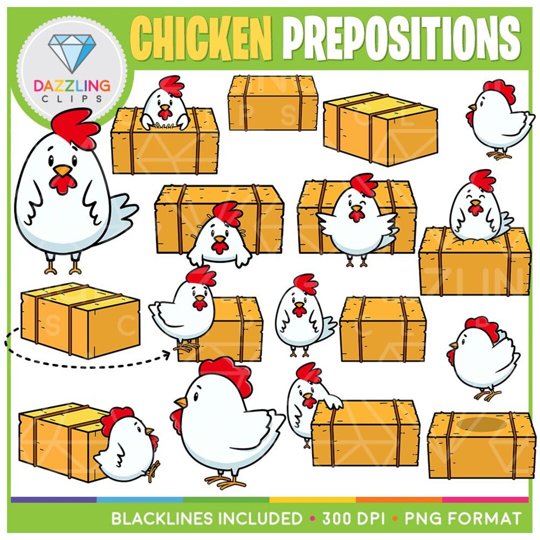 Chicken and Hay Prepositions / Positional Word Clipart - Prepositions ...