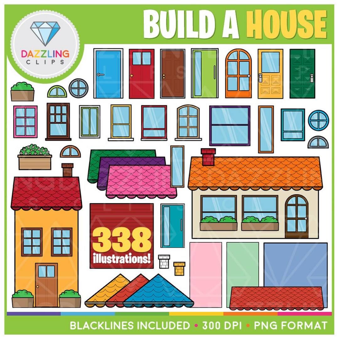 Build a House Clipart Bundle! - for BOOM CARDS, Powerpoint and Slides ...