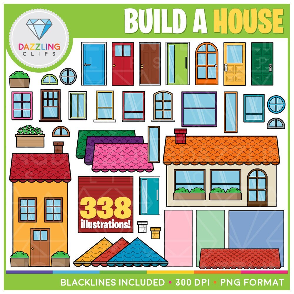 Build a House Clipart Bundle! - for BOOM CARDS, Powerpoint and Slides ...