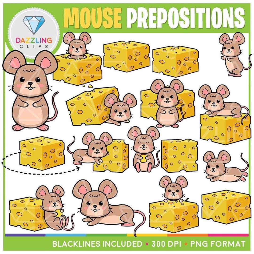 Mouse Prepositions Clipart: Positional Words Illustrations (instant ...
