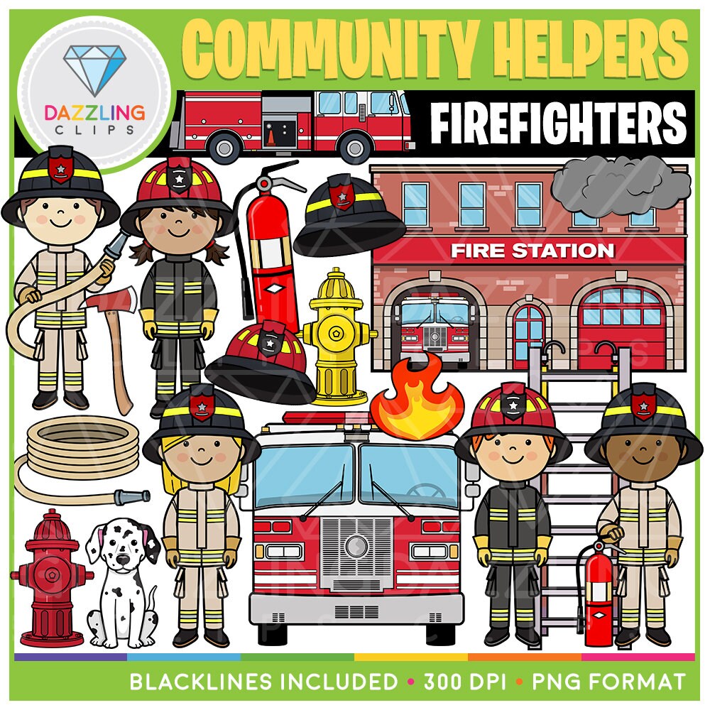 Community Helpers Clip Art Bundle Instant Download Firefighters ...