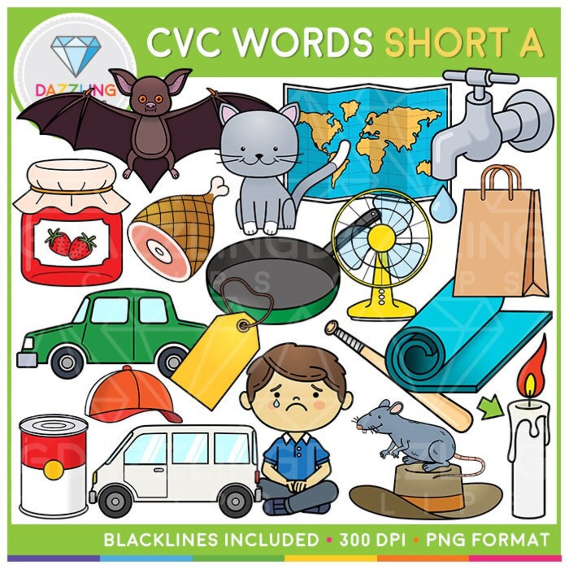 CVC Short A Clip Art CVC Short Vowels Clip Art Clipart Instant Download ...