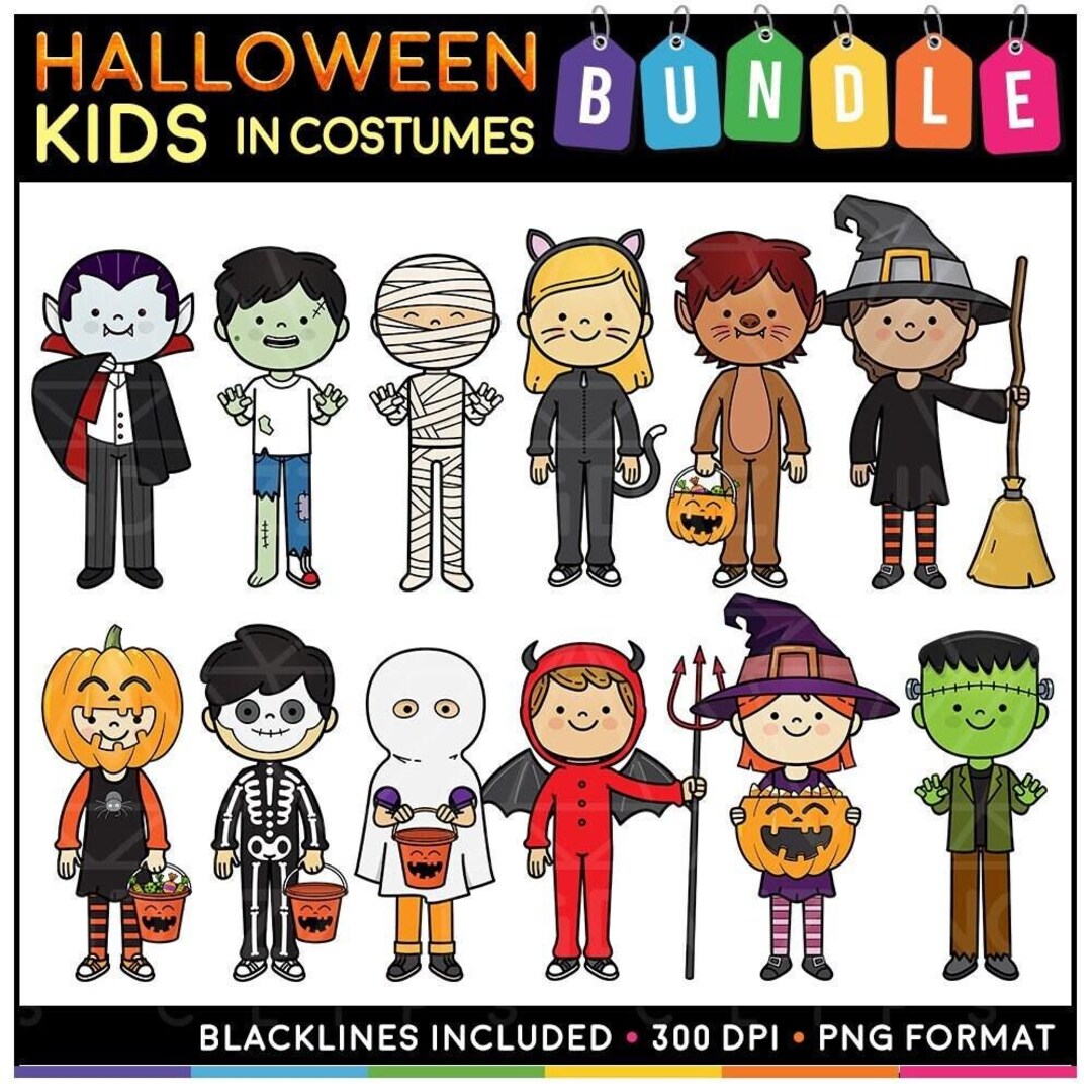 Halloween Kids in Costume Clipart BUNDLE - Instant Download ...