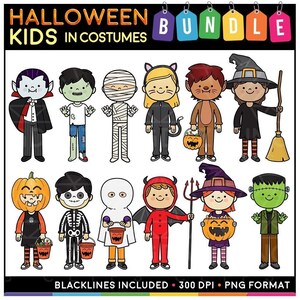Halloween Kids in Costume Clipart BUNDLE - Instant Download ...