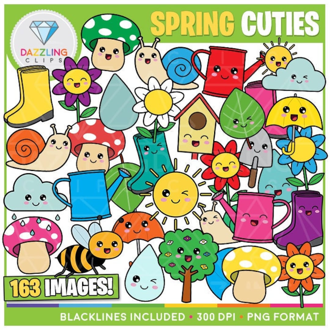 Spring Cuties Clipart - Kawaii Clipart - Instant Download - Educational ...