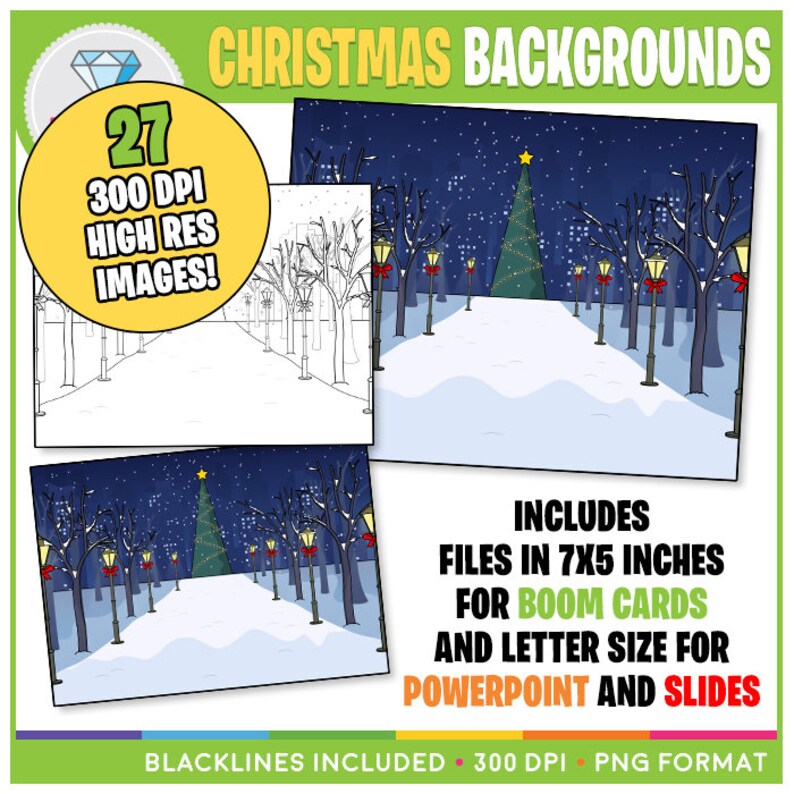 Christmas Backgrounds Clip Art - for BOOM CARDS, Powerpoint and Slides ...