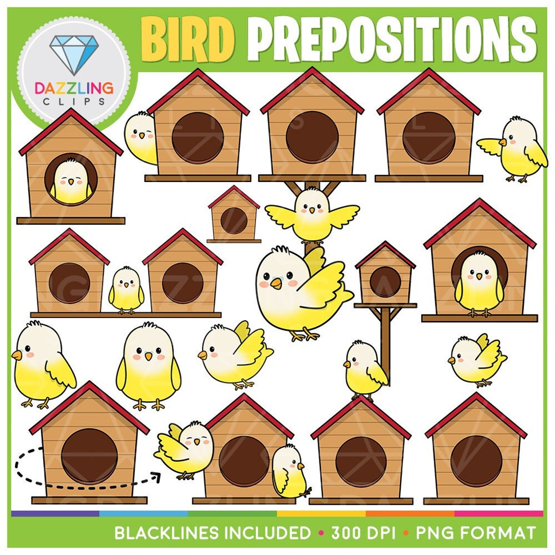 Bird Prepositions / Positional Word Clipart - Prepositions Clipart ...
