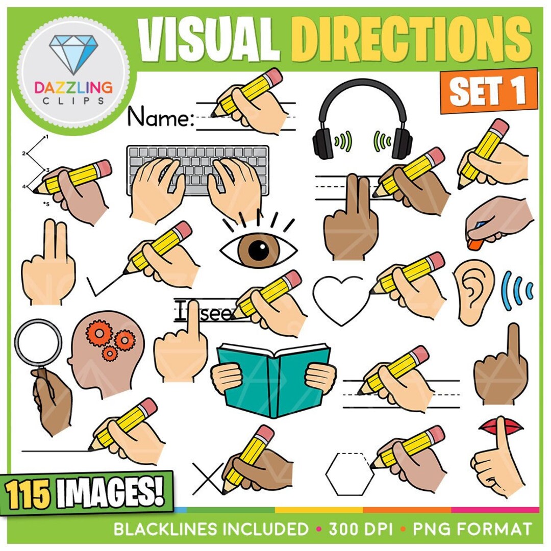 Visual Directions Clip Art (set 1) - Instant Download - Educational ...