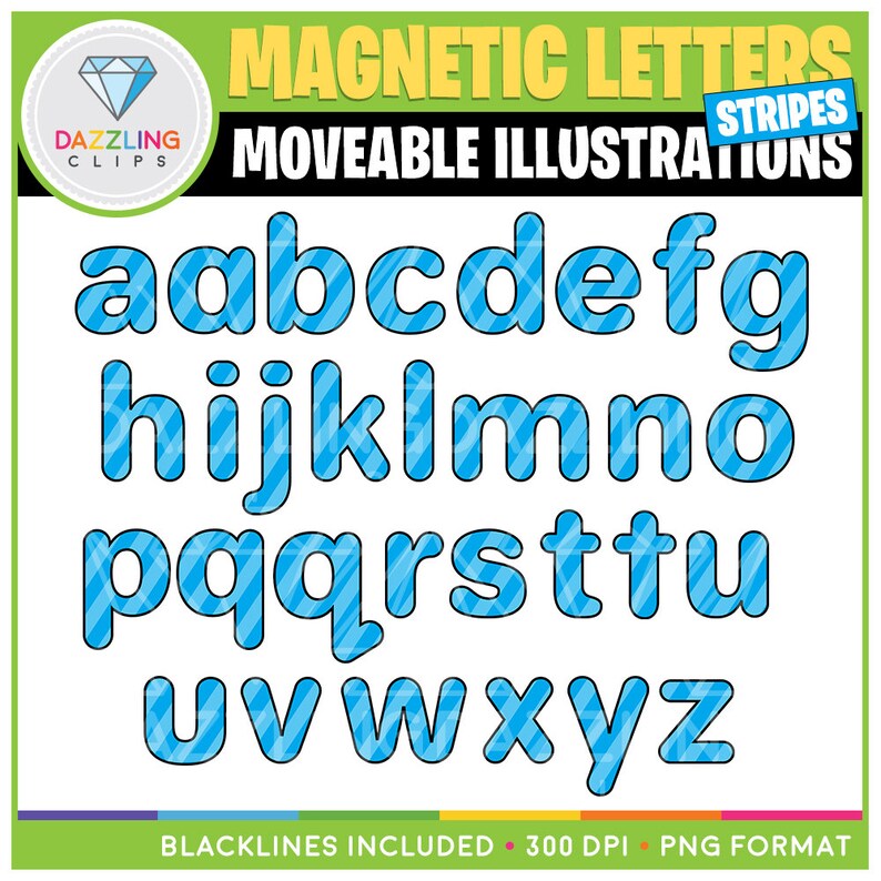 Moveable Magnetic Letters Clipart (stripes) - 444 Images! - Instant ...
