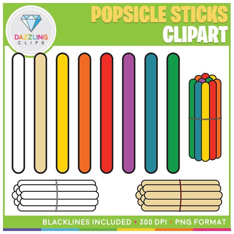 Rainbow Popsicle Sticks Clip Art - Instant Download - Summer Clipart - Etsy