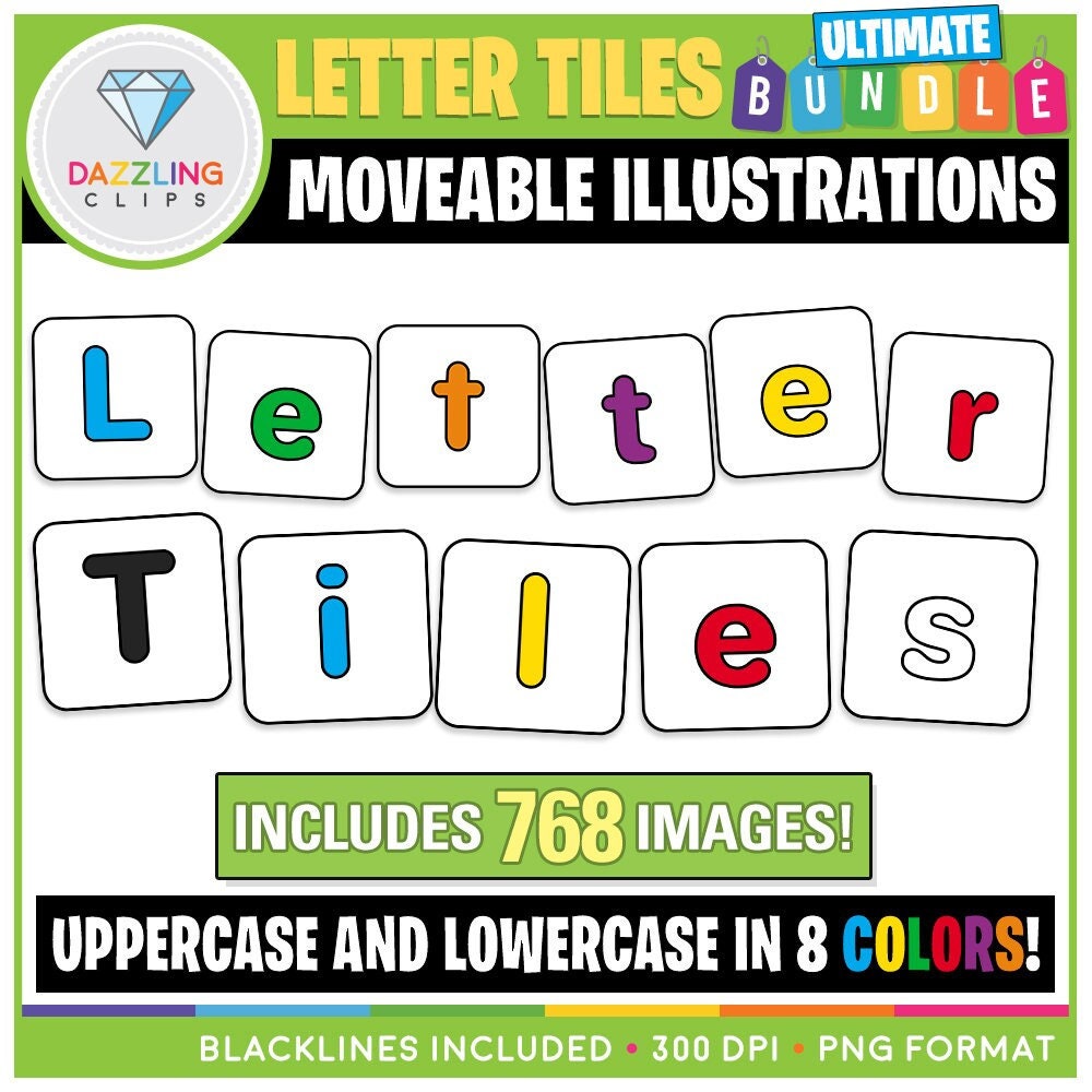 Moveable Letter Tiles Clipart ULTIMATE BUNDLE - 768 Images!- Instant ...