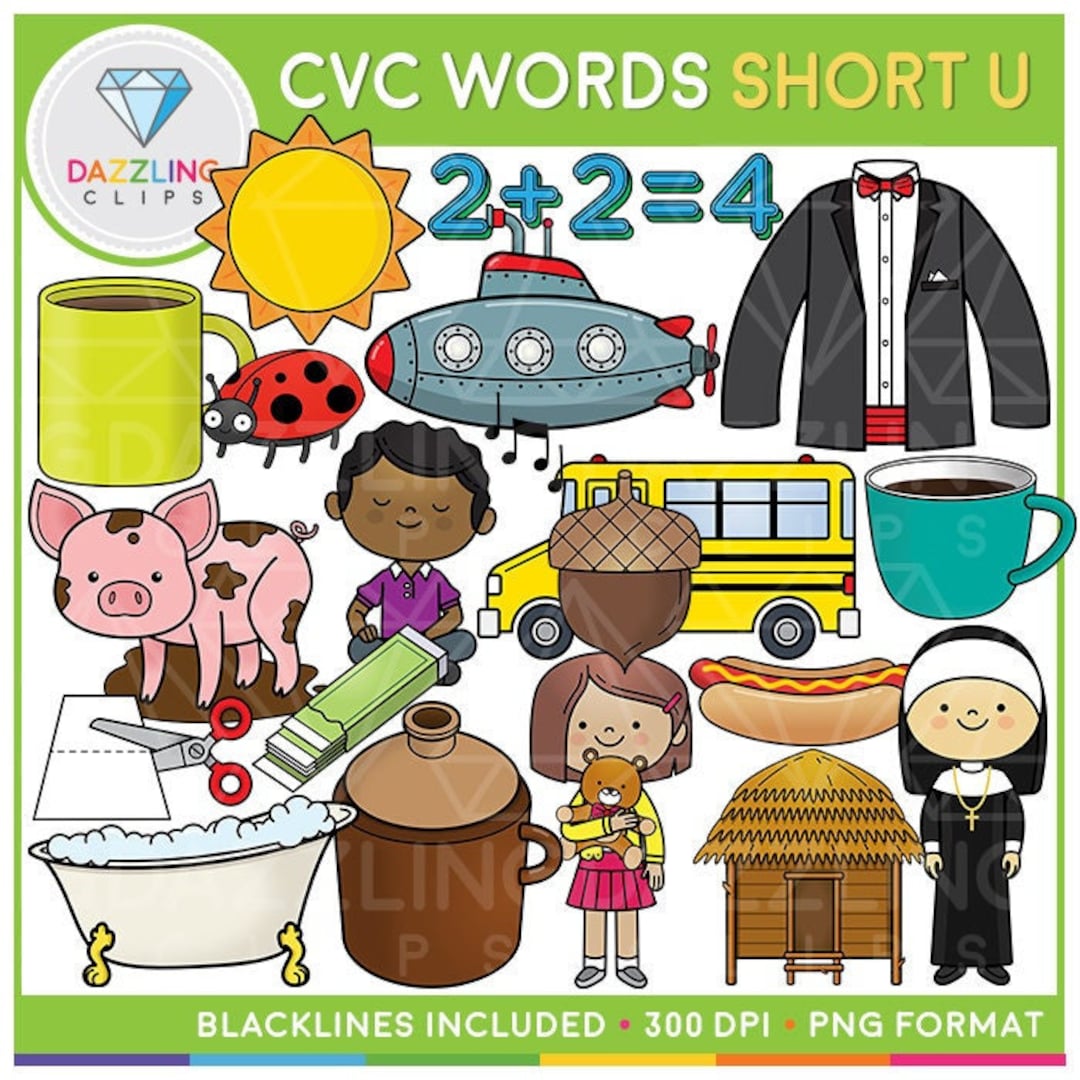 CVC Short U Clip Art - CVC Short Vowels Clip Art! - Clipart - Instant ...