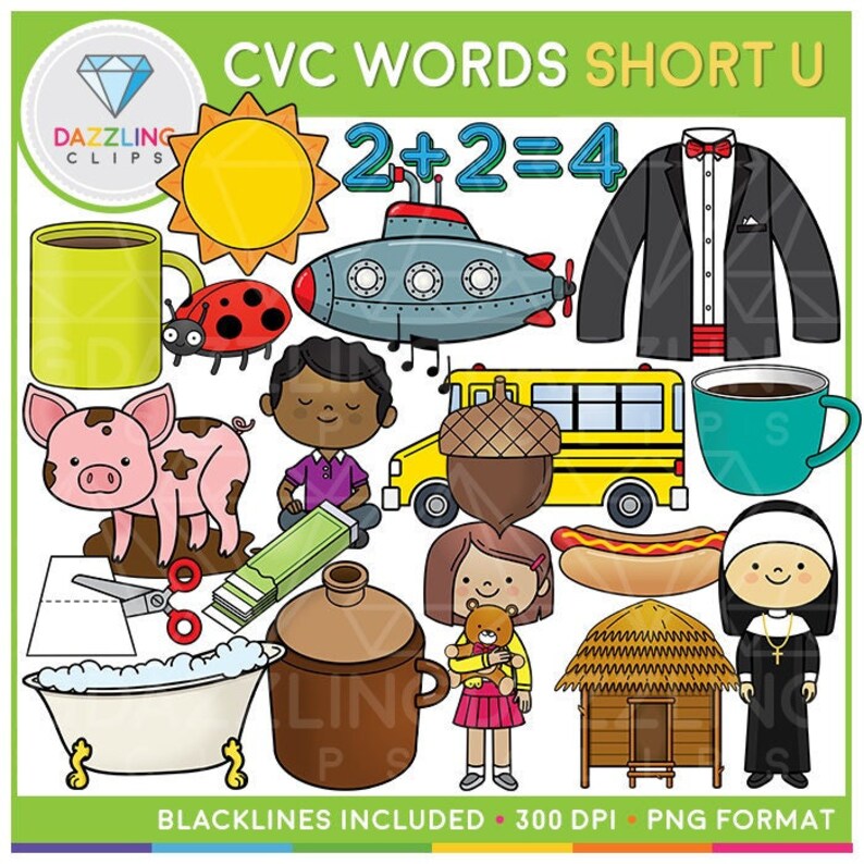CVC Short U Clip Art - CVC Short Vowels Clip Art! - Clipart - Instant ...