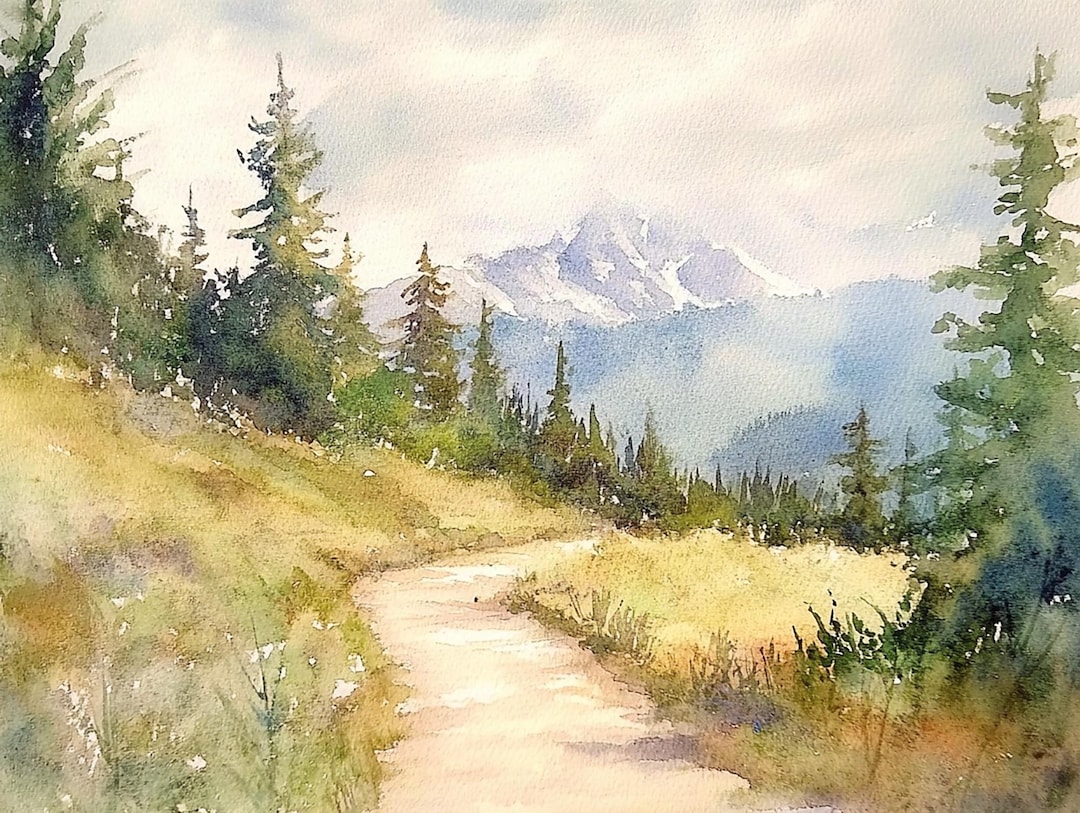 Clark Point Painting Yosemite Watercolor Art Print California Hiking Trail Wall Art Mountain ...