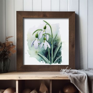 Snowdrop Painting Flowers Watercolor Art Painting Floral Wall Art ...