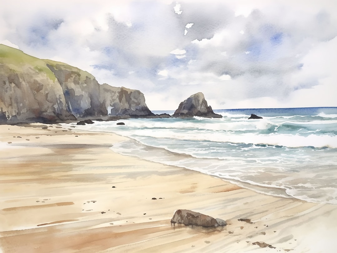 Curracloe Beach Painting Ireland Watercolor Art Print County Wexford ...