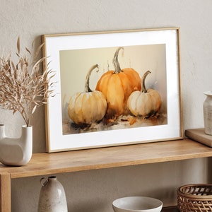 Pumpkin Art Print Autumn Poster Pumpkins Watercolor Painting Farmhouse ...
