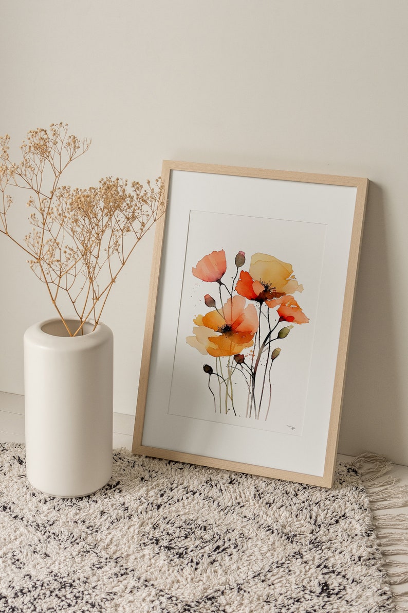 Poppies Painting California Poppy Watercolor Art Print - Etsy