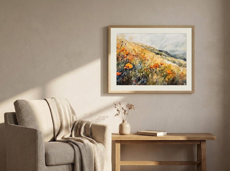 California Poppy Painting California Landscape Watercolor Art Print ...