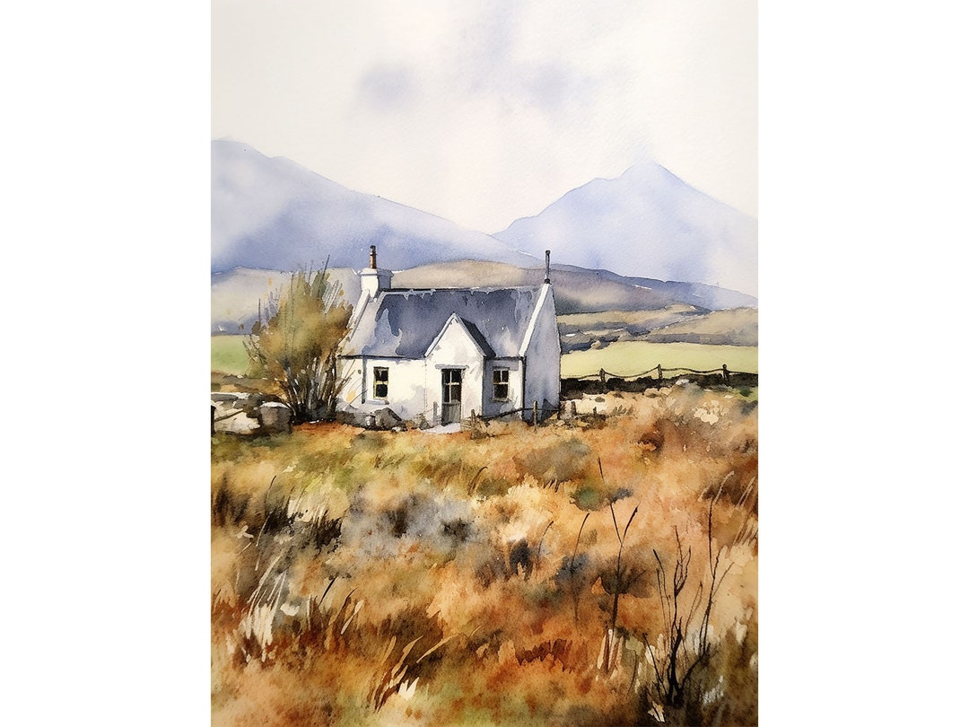 Irish Thatched Cottage Painting Cashel Watercolor Art Print Ireland ...