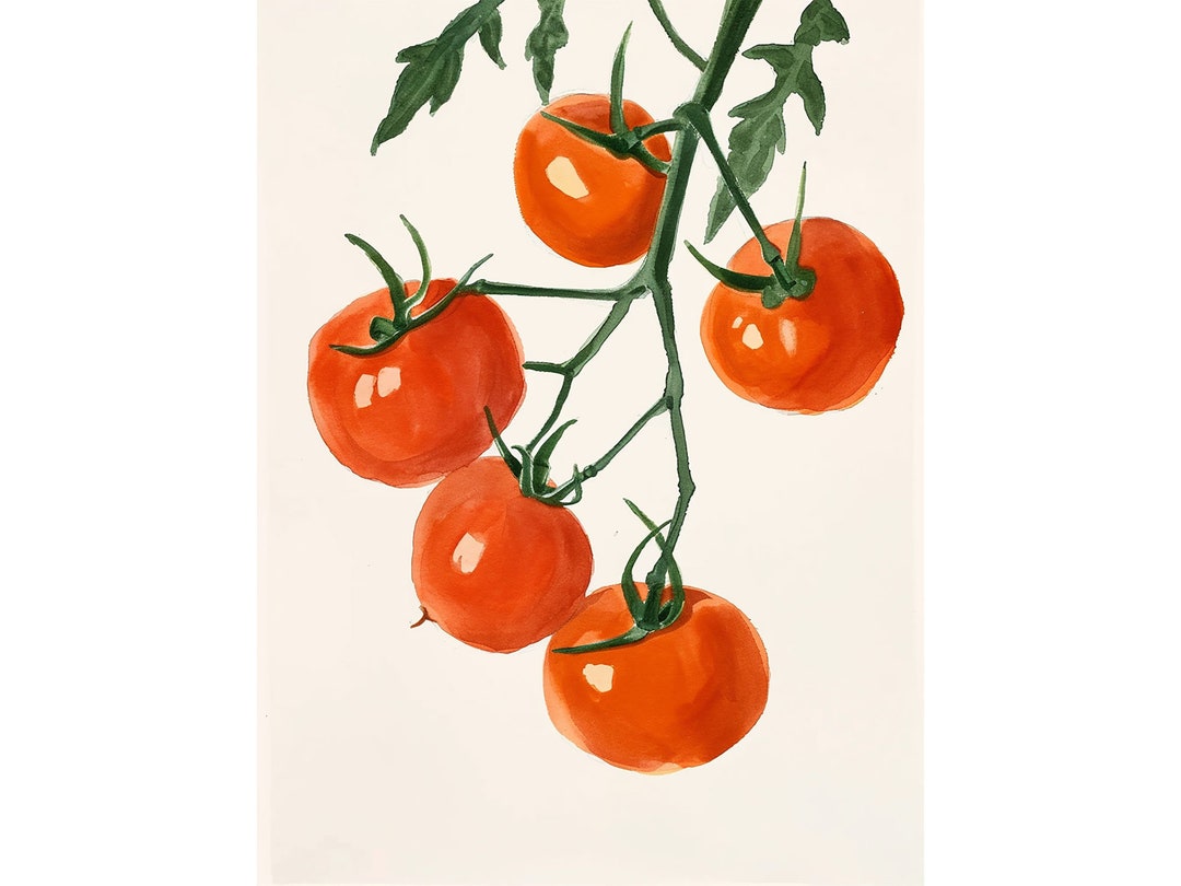 Tomatoes Painting Vegetables Art Print Tomato Watercolor Art Rustic ...