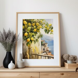 Positano Watercolor Lemon Tree Wall Art Amalfi Coast Painting Italian ...