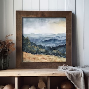 Appalachian Mountains Painting Evergreen Forest Watercolor Art Print ...